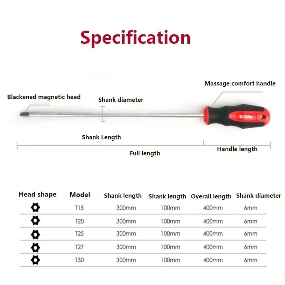 Extra Long Torx Star Magnetic Screwdriver Set T15 T20 T25 T27 T30 5PCS ...