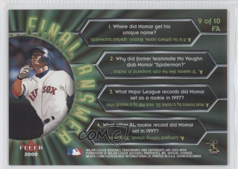 2000 Fleer Showcase Final Answer Nomar Garciaparra #9FA 0b3 | eBay UK