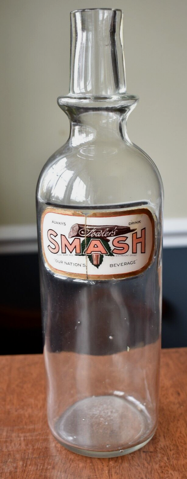 Rare Vintage 1900s Soda Fountain Syrup Back bar Bottle "FOWLER'S SMASH ...