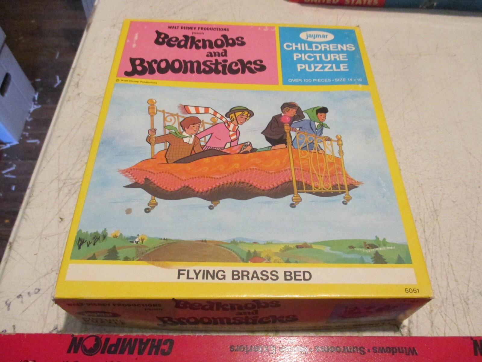 Vintage Bedknobs And Broomsticks Flying Brass Bed, Jaymar Puzzle. WD ...