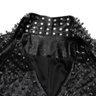 New Womens Punk Spike Studded Shoulder Faux Leather Jacket Coat ...