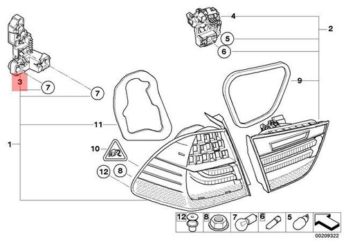 Genuine BMW E91N Wagon Bulb Holder Rear Light Side Panel Left OEM ...