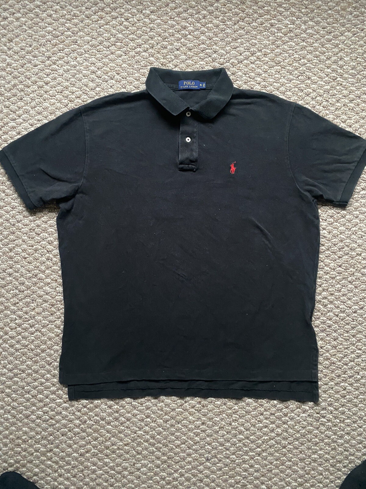 Polo Ralph Lauren Polo Button Black Short Sleeve Shirt Red Pony Mens ...