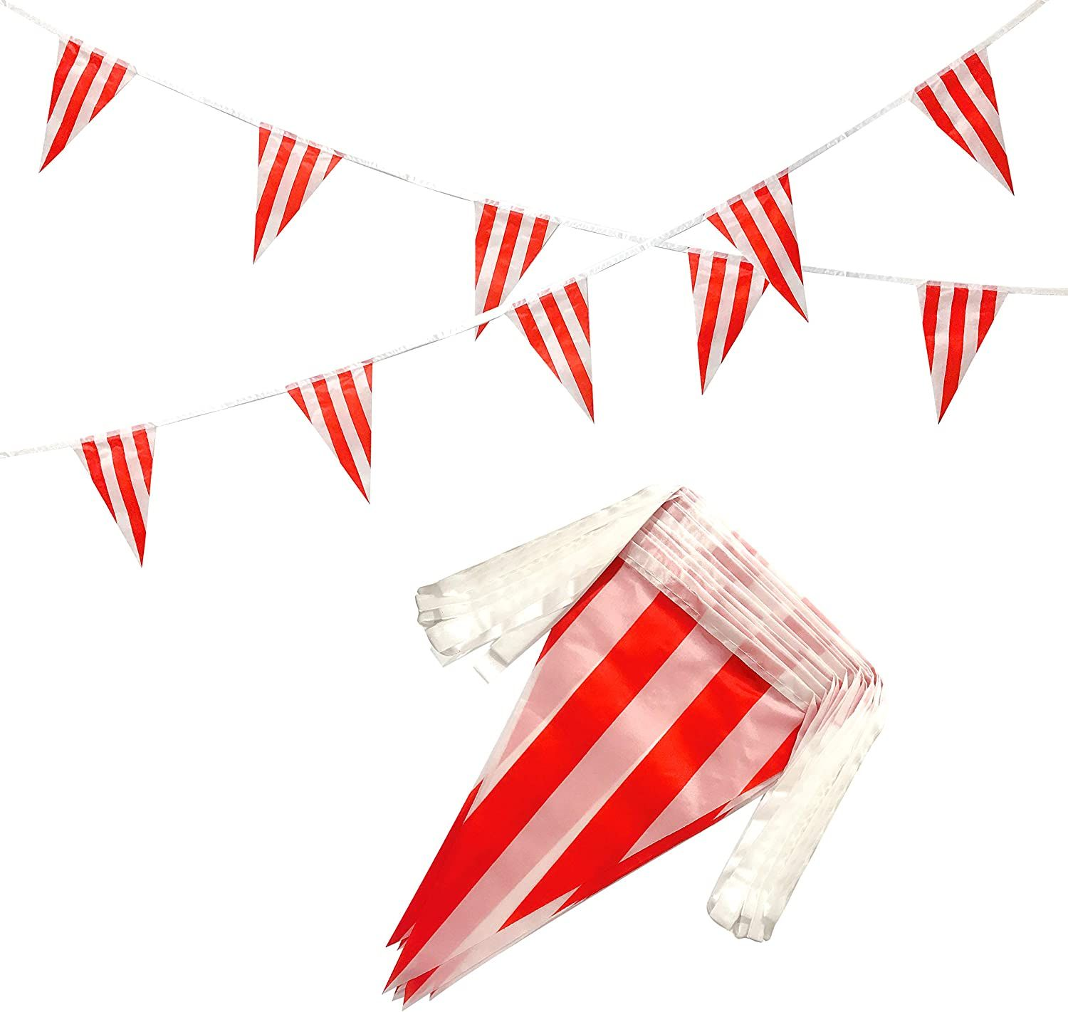 100 Feet Red & White Striped Pennant Banner Flags String 60 PCS 100 | eBay