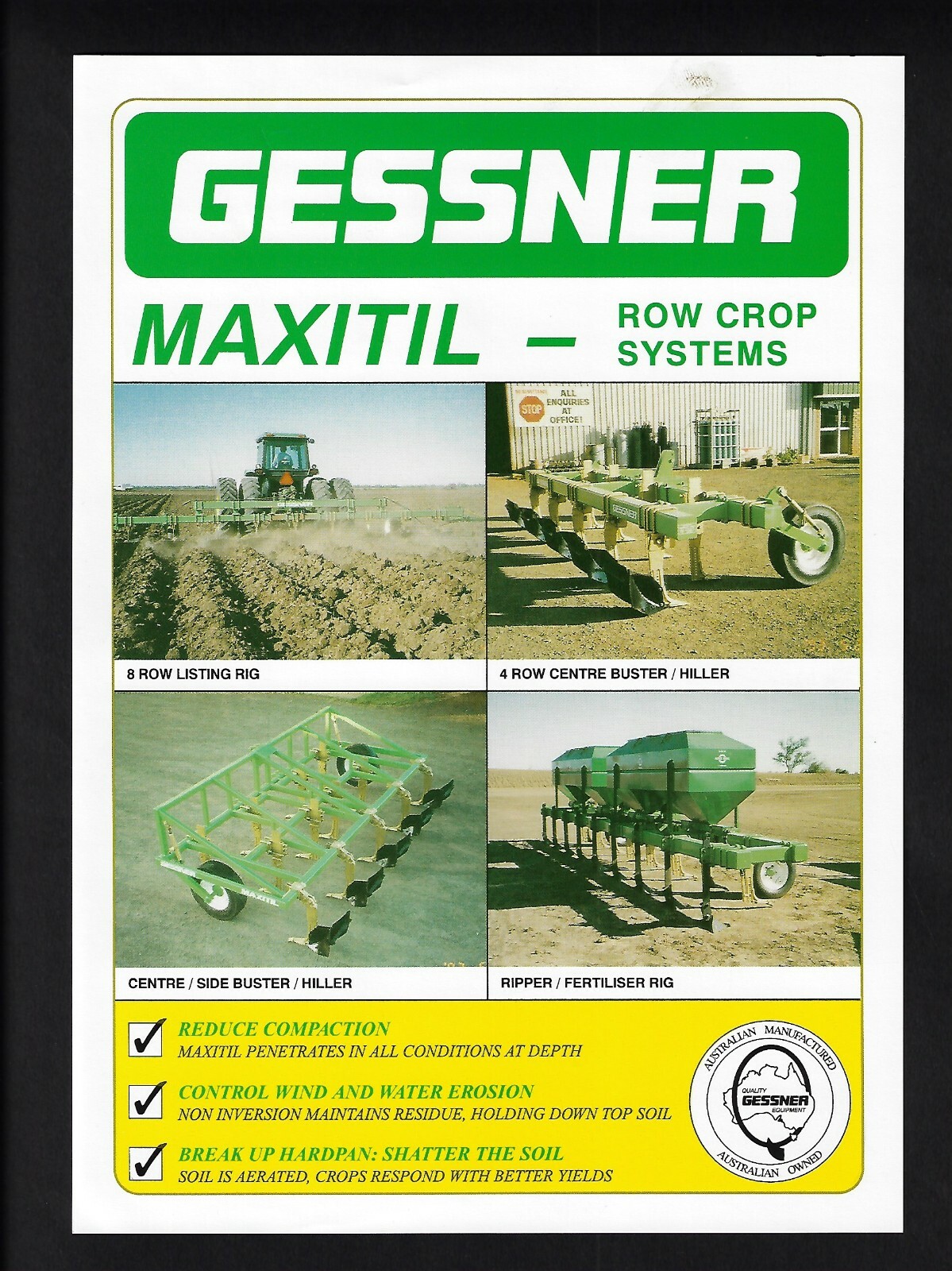 GESSNER MAXITIL ROW CROP SYSTEMS BROCHURE | eBay