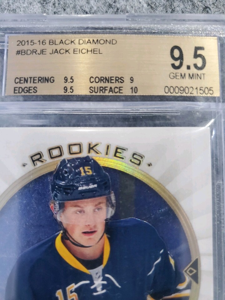 2015-16 Black Diamond 4 Diamond Rookie Jack Eichel 20/99 Gaded 9.5 BGS ...