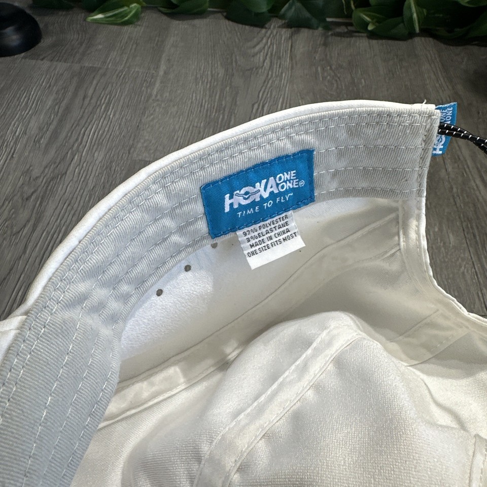 Hoka One One Hat Cap Mens White Adjustable 5 Panel Time To Fly Running ...