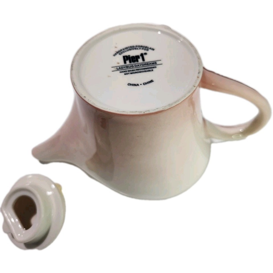 Pier 1 Imports Ladybug Daydreams Teapot 3D Lady Bug Pink Hand Painted ...
