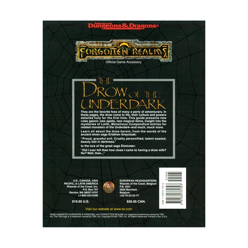 TSR Forgotten Realms Drow of the Underdark (3rd) VG+ | eBay