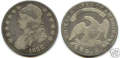 USA REPUBLIC 50 CENTS SILVER LIBERTY CAP 1832 | eBay