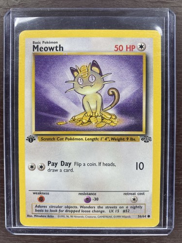 Pokémon Meowth 56/64 1st Edition🔥 Vintage Jungle Wizards TCG Near Mint ...