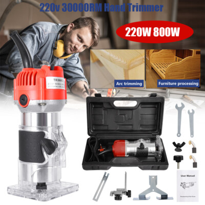 800W 1/4" Electric Hand Trimmer Palm Router Woodworking Laminate Wood ...