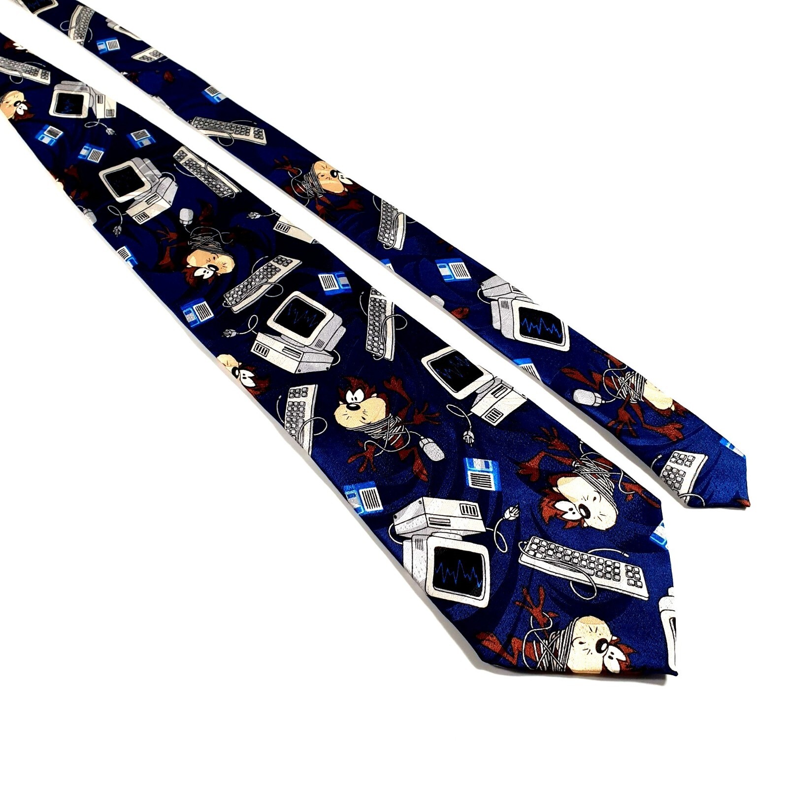 Looney Tunes Mens Necktie 1993 Taz Computer IT Geek A… - Gem