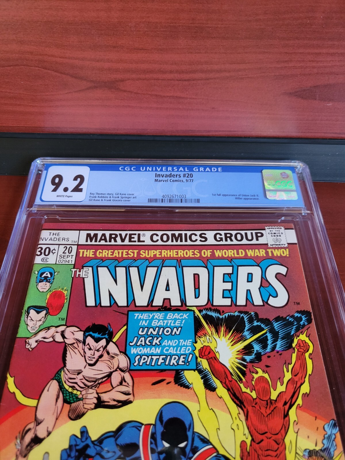 Invaders #20 Newsstand 1977 1st Full Appearance of Union Jack II CGC 9. ...