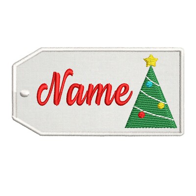 Custom Christmas Tree Embroidered Name Tag Patch [IRON-ON] YOUR NAME | eBay