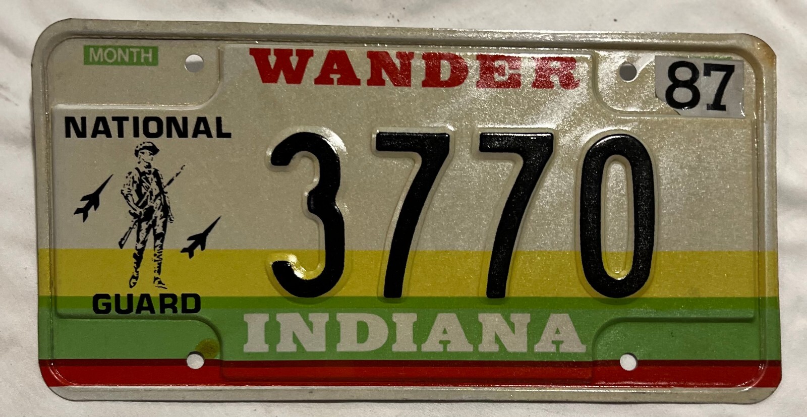 LICENSE PLATES INDIANA 3770 NATIONAL GUARD 1987 | eBay