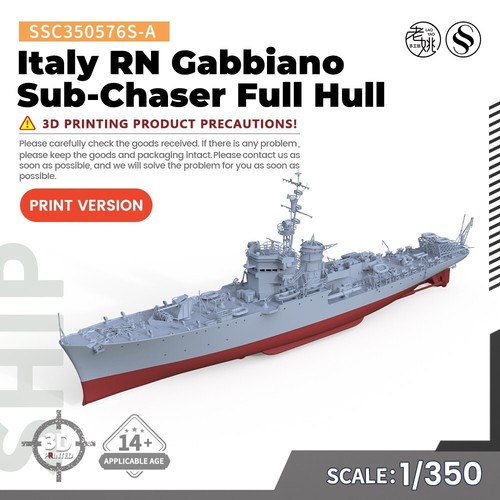 SSC350576S-A 1/350 Military Model Kit Italy RN Gabbiano Sub-Chaser Full ...