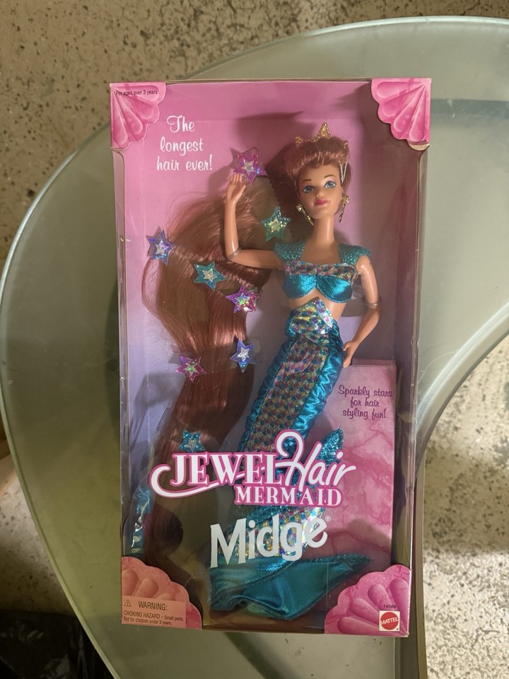 VINTAGE MATTEL BARBIE 1995 "JEWEL HAIR MERMAID" MIDGE REDHEAD DOLL ...