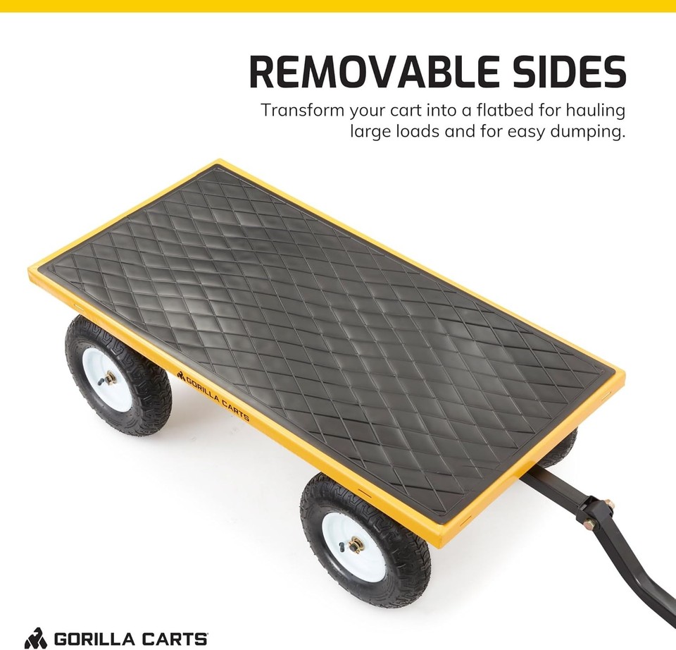 Gorilla Carts Heavy Duty Utility Cart, All Terrain Garden Wheelbarrow ...