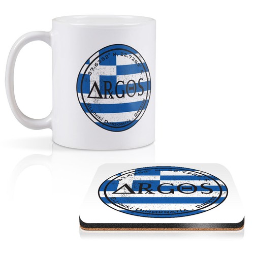 1 Mug & 1 Square Coaster Argos Greece Flag Circle #59309 | eBay UK