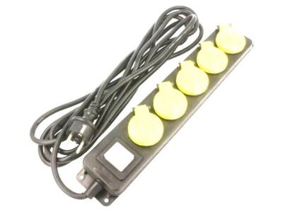 W-99488 Extension Cable Sockets: 5 Rubber Black 3x1.5mm² 5m 16A ...
