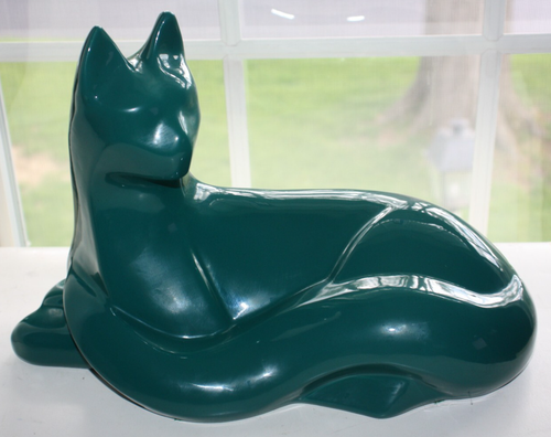 Vtg Haeger Turquoise Green Cat Statue Ceramic Figure Modernist Art Deco ...