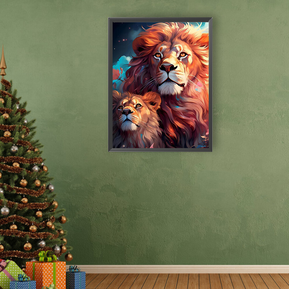5D DIY Full Round Drill Diamond Painting Lion Kit Home Decor Art Craft ...