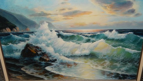 ROY WILSON LARGE ORIGINAL OIL ON CANVAS SEASCAPE PAINTING | eBay