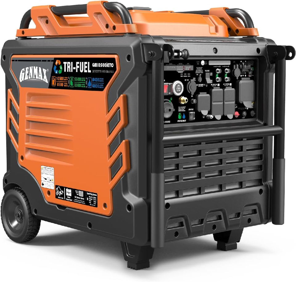 GENMAX 10,500-W Portable Tri Fuel Inverter Generator w/ Remote Start ...