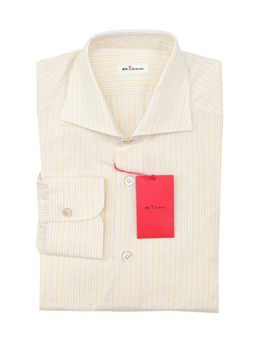 Camicia Di Cotone A Righe Gialla Kiton - Slim - (KT06292215) | eBay