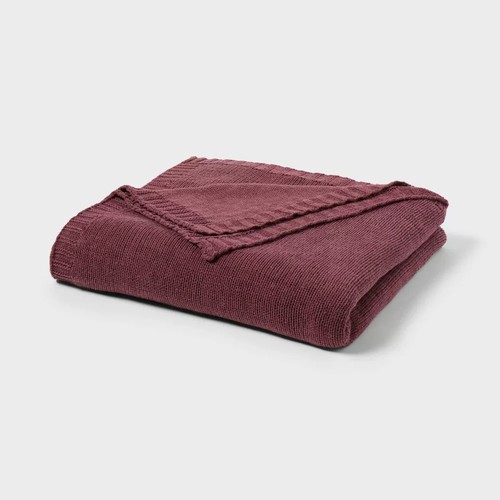 Full/Queen Knit Blanket Maroon - Threshold 198101437921| eBay