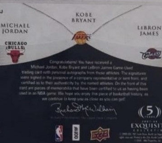 2008 Exquisite 1/3 Patch Auto Reprint~ Michael Jordan Kobe Bryant ...