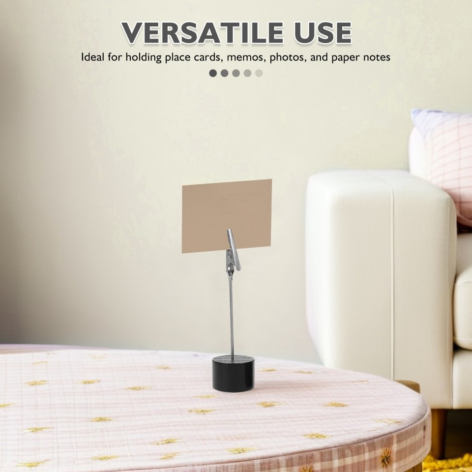 24pcs Wooden Memo Clips Holder Round Base Photo Clasp Menu Display Pick ...