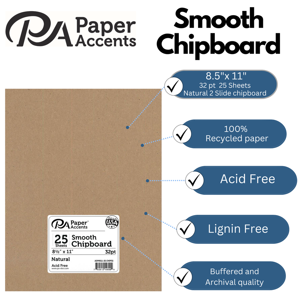 PA Paper Accents Chipboard Pack 8.5" x 11" Natural, XL Heavy 32 point ...