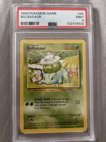 1999 Pokemon Base Set Unlimited Bulbasaur 44/102 PSA 9 MINT | eBay