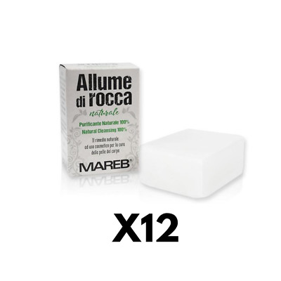 X12 ALLUME DI ROCCA PIETRA NATURALE QUADRATA 100 gr EMOSTATICA ...