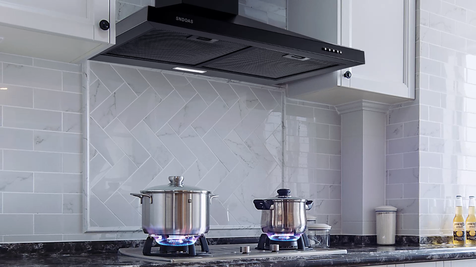 30 INCH Wall Mount Range Hood Vents Kitchen Stove Fan w/LED Black ...