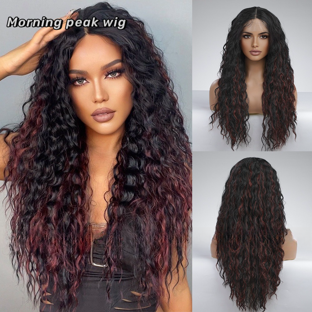 Breathable front lace simulated scalp half lace small black curly lace ...