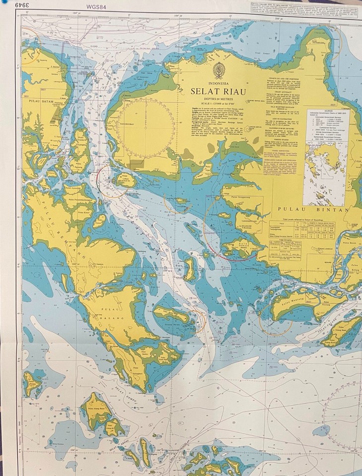 Admiralty 3949 INDONESIA SELAT RIAU MARINE MAP CHARTS NAUTICAL MARITIME ...