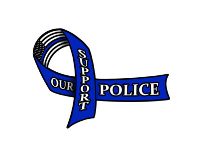 Support police Decal sticker ribbon hero thin line vinyl support window ...
