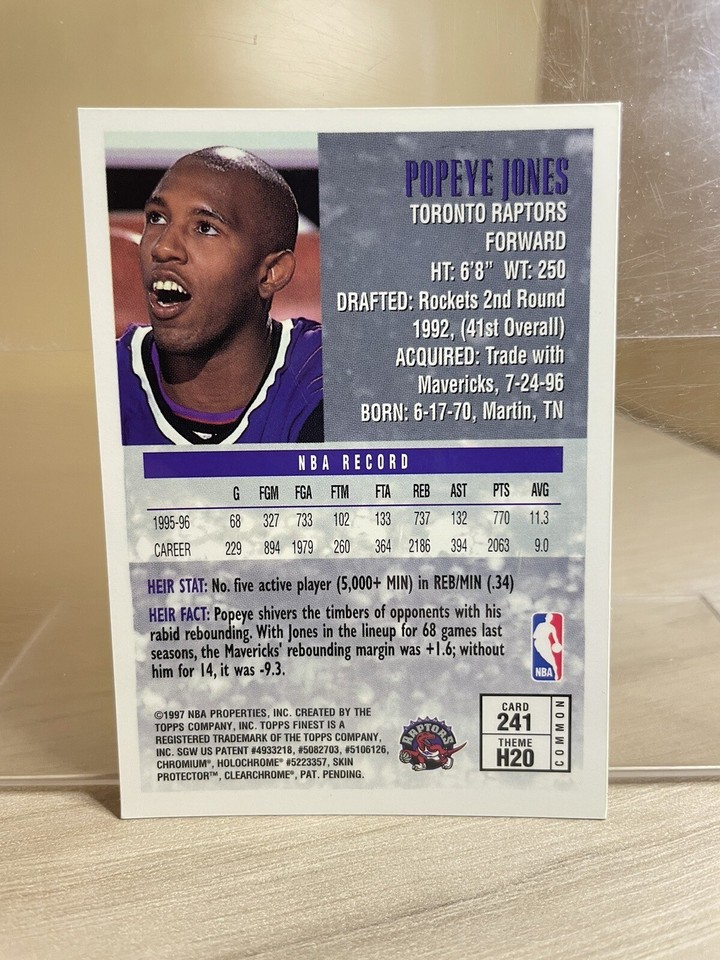 1996-97 Topps Finest Basketball #241 Popeye Jones Bronze | eBay