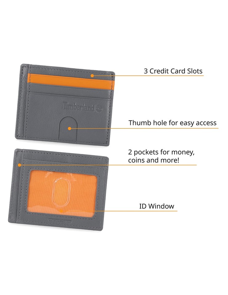 Timberland Men's Slim Leather Front Pocket Credit Holder Wallet, Olive ...