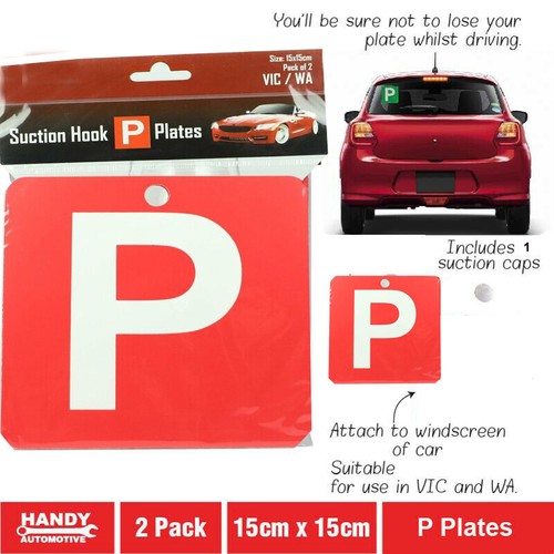 2 Pack Probationary Red Ps P Plates Pair Plastict Suction Cups VIC WA ...