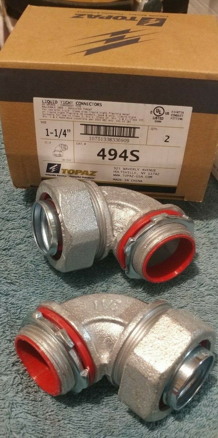 Topaz 494S 90 Degree Malleable Iron Liquid Tight Connectors 1-1/4" Qty ...