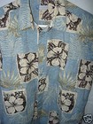 MENS BLUE IVORY BROWN HALF MOON BAY COTTON HAWAIIAN ISLAND SHIRT SIZE M ...