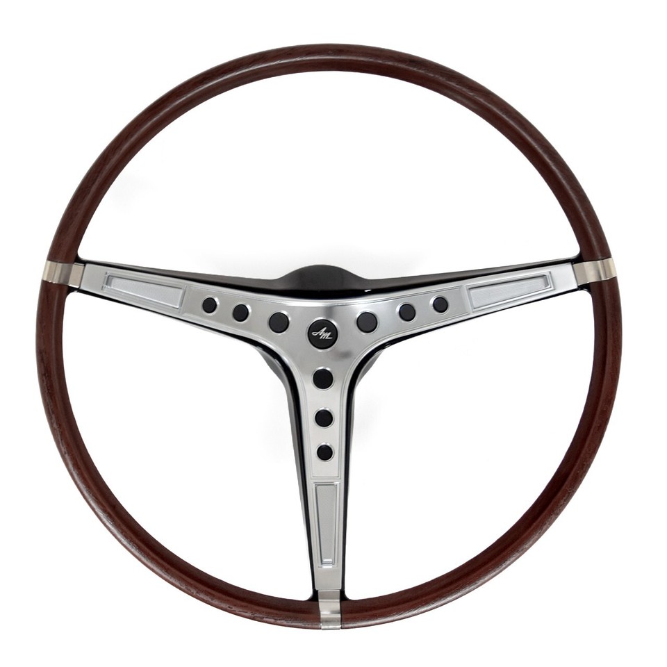 AMC Steering Wheel Woodgrain 3-Spoke With Center Horn Trim 1968-1969 ...