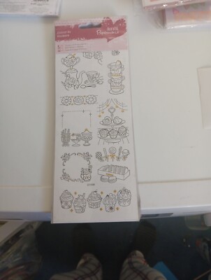 COLOUR IN STICKERS AFTERNOON TEA FOR SCRAPBOOKING NEW 22X10 CM (B) | eBay