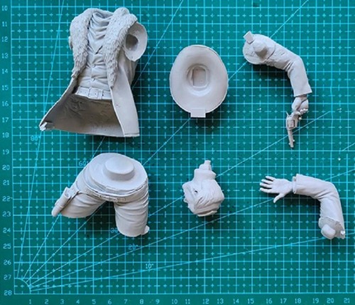 1/10 BUST Resin Kit Figure Model American Wild West Cowboy Gun Shooter ...
