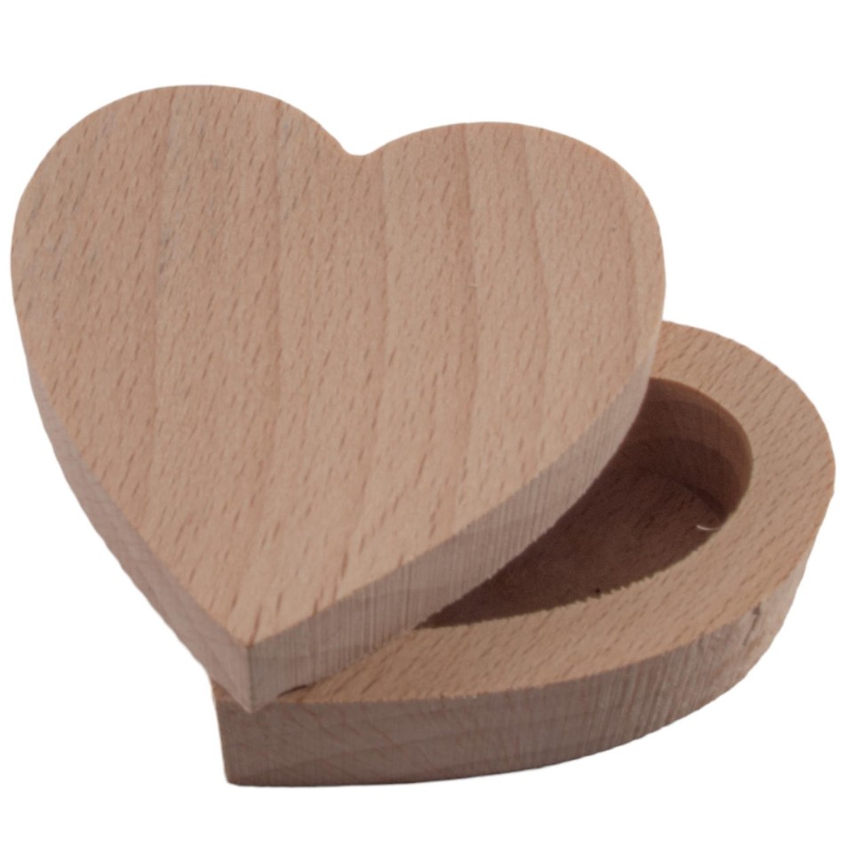 Plain Wooden Heart Shaped Ring |5.5x5.5x2.5cm| Jewellery Mini Storage ...