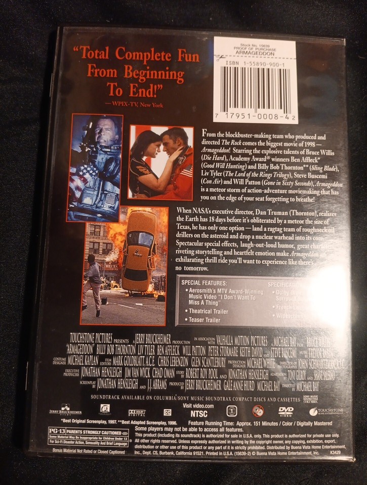 Armageddon (DVD, 1998) 717951000842 | eBay